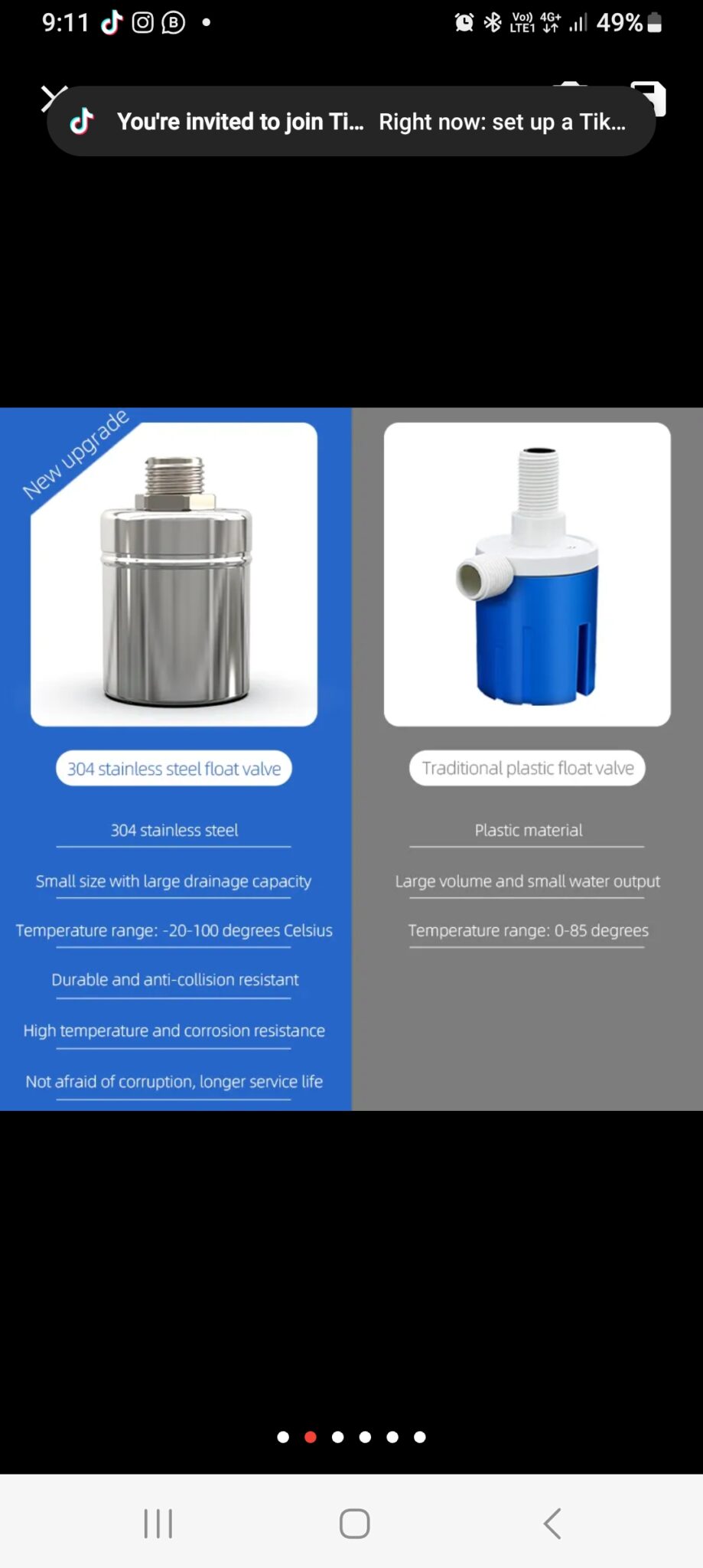 Stainless Steel Float Valves - 1/2"BSP Male Elbow Fitting - Chem Mix Pro